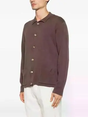 BARBA NAPOLI Buttoned Cardigan With Patch Pockets - Brown