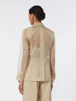 Max Mara Silk Organza Double-breasted Blazer - Sand