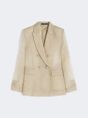 Max Mara Silk Organza Double-breasted Blazer - Sand
