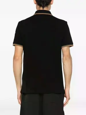 Moncler Ribbed Trim Logo Patch Polo Shirt - Black