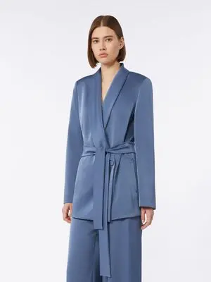 Max Mara Lightweight Satin Double-breasted Blazer - Avio