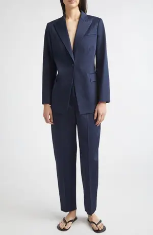 Partow Bow Stretch Cotton Jacket - Navy