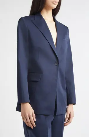Partow Bow Stretch Cotton Jacket - Navy