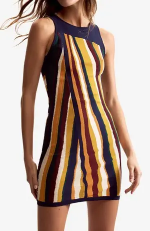 Desigual Sleeveless Striped Knit Minidress