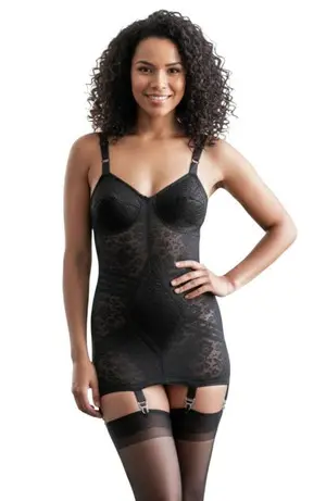 RAGO Extra Firm Floral Body Briefer - Black