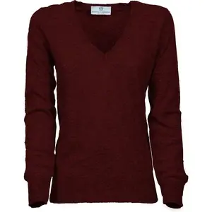 MONTICELLI CASHMERE Pure Cashmere Essential V-neck Sweater - Bordeaux