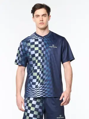 SERGIO TACCHINI Luca Piqu Gradient Checkerboard T-shirt - Eclipse