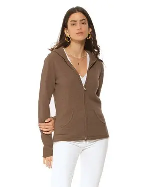 MONTICELLI CASHMERE Monticelli Cashmere Pure Cashmere Double Zip Hoodie Brown