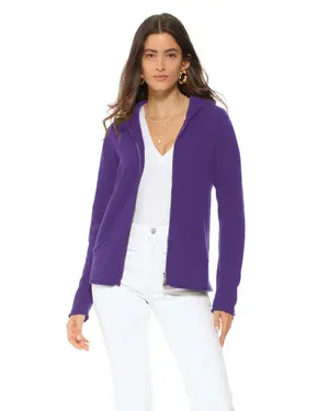 MONTICELLI CASHMERE Monticelli Cashmere Pure Cashmere Double Zip Hoodie Iris Purple