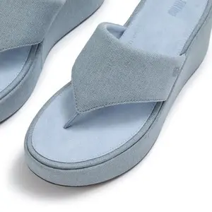 Fitflop Platform Wedge Thong Sandals - Light Denim