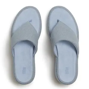 Fitflop Platform Wedge Thong Sandals - Light Denim