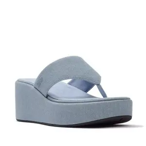 Fitflop Platform Wedge Thong Sandals - Light Denim