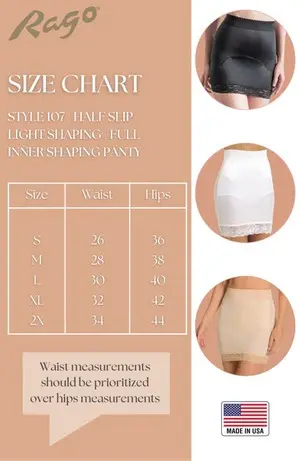RAGO Light Shaping Half Slip With Full Inner Shaping Panty - Beige