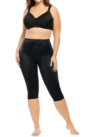 RAGO Light Shaping Capri Pant Liner With Satin 4-way Stretch - Black