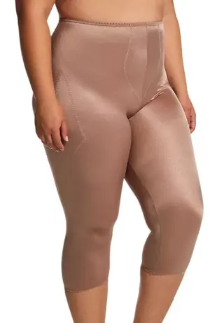 RAGO Light Shaping Capri Pant Liner With Satin 4-way Stretch - Mocha