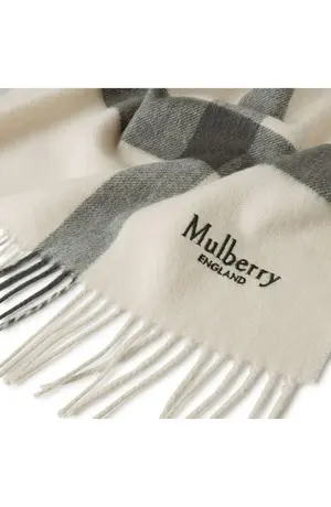 Mulberry Check Merino Wool Scarf