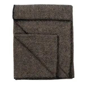 PRINCE OF SCOTS Highland Tweeds Big Throw - Black Herringbone
