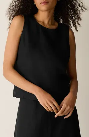 Eileen Fisher Organic Linen Shell - Black