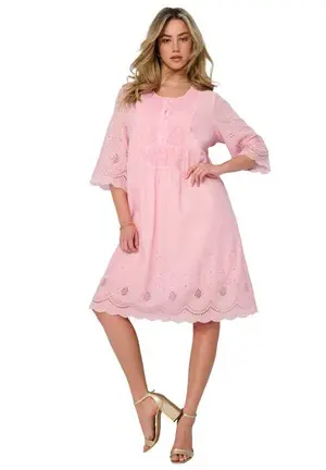 Roaman's ROAMAN'S Cotton Eyelet Lace Dress Primrose