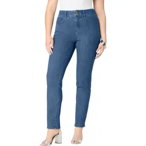 Roaman's High Rise Tummy Control Straight Leg Jeans - Medium Wash