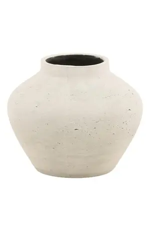 DOVETAIL FURNITURE Selene Cement Outdoor Vase - Antique White