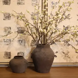 DOVETAIL FURNITURE Selene Cement Outdoor Vase - Brown