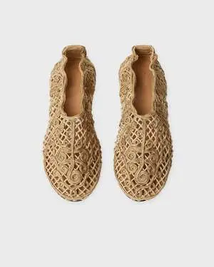 ODISSI Iris Crocheted Ballet Flats - Beige