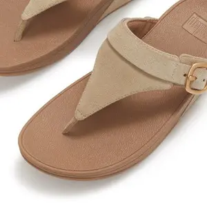 Fitflop Lulu Buckle Suede Toe-post Sandals - Cappuccino