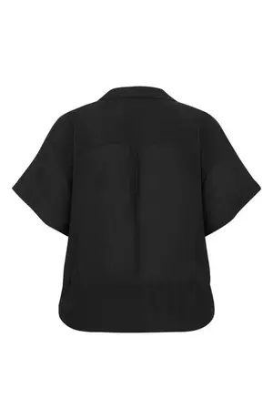 City Chic Kalea Tie-front Button-up Shirt - Black