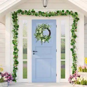 NORTHLIGHT Hellebores And Ivy Artificial Spring Floral Wreath