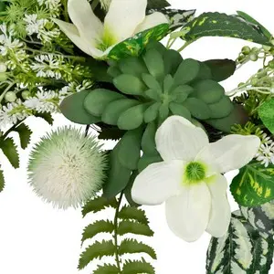 NORTHLIGHT Hellebores And Ivy Artificial Spring Floral Wreath