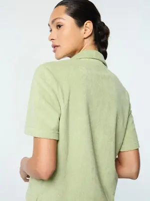 SERGIO TACCHINI Edda Cropped Terry Toweling Shirt - Reseda
