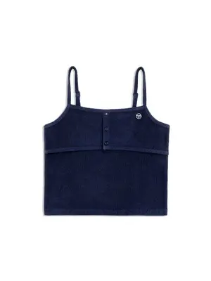 SERGIO TACCHINI Edda Cropped Terry Toweling Tank Top With Adjustable Straps - Maritime Blue