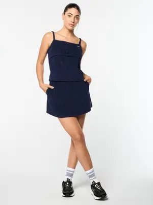 SERGIO TACCHINI Edda Cropped Terry Toweling Tank Top With Adjustable Straps - Maritime Blue