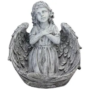 NORTHLIGHT Angel Child Wrapped In Wings Outdoor Garden Statue16 - Gray