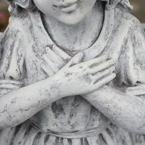 NORTHLIGHT Angel Child Wrapped In Wings Outdoor Garden Statue16