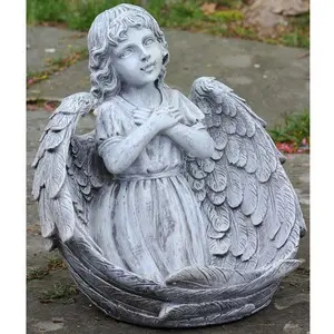 NORTHLIGHT Angel Child Wrapped In Wings Outdoor Garden Statue16