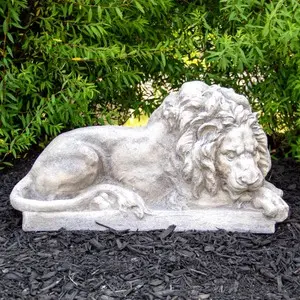 NORTHLIGHT 22.5" Lying Down Lion Outdoor Garden Statue