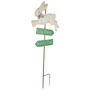 NORTHLIGHT Easter Egg Hunt And Bunny Trail Outdoor Metal Spring Yard Stake25.5