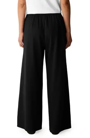 Eileen Fisher Stretch Organic Cotton Wide Leg Pants