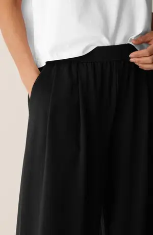 Eileen Fisher Stretch Organic Cotton Wide Leg Pants
