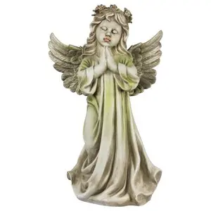 NORTHLIGHT 27" Praying Angel Standing Outdoor Garden Statue - Gray