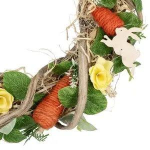 NORTHLIGHT Bunnies And Carrots Small Artificial Easter Twig Wreath12