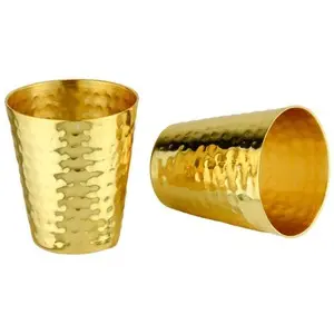 PRINCE OF SCOTS Hammered Shot Glasses W/ 24k Gold-plate - Copper