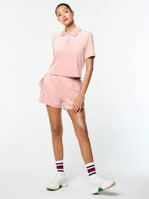 SERGIO TACCHINI Adele Velour Cropped Polo