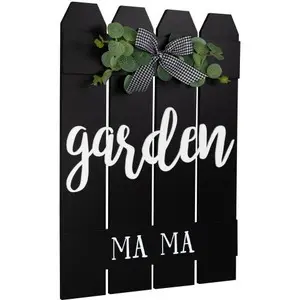 NORTHLIGHT Garden Ma Ma Picket Fence Wooden Wall Sign19.25