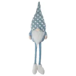 NORTHLIGHT Sitting Spring Gnome Figure With A Pointy Polka Dot Hat34" And White