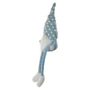 NORTHLIGHT Sitting Spring Gnome Figure With A Pointy Polka Dot Hat34" And White