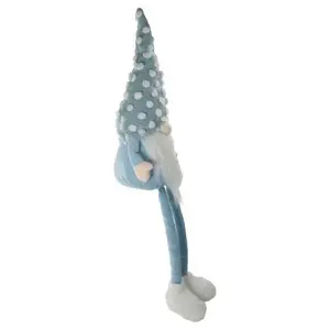 NORTHLIGHT Sitting Spring Gnome Figure With A Pointy Polka Dot Hat34" And White