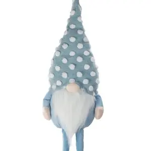 NORTHLIGHT Sitting Spring Gnome Figure With A Pointy Polka Dot Hat34" And White